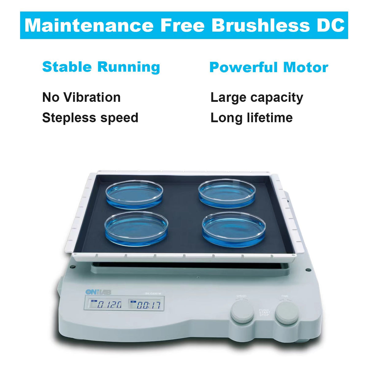 ONiLAB Digital Orbital Shaker Adjustable Speed 70-400RPM, Capacity 3KG